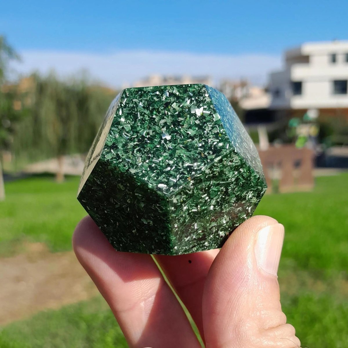 Mini Dodecaedro Orgonita Verde- Armonizador Energía – Mundo Orgon LTD